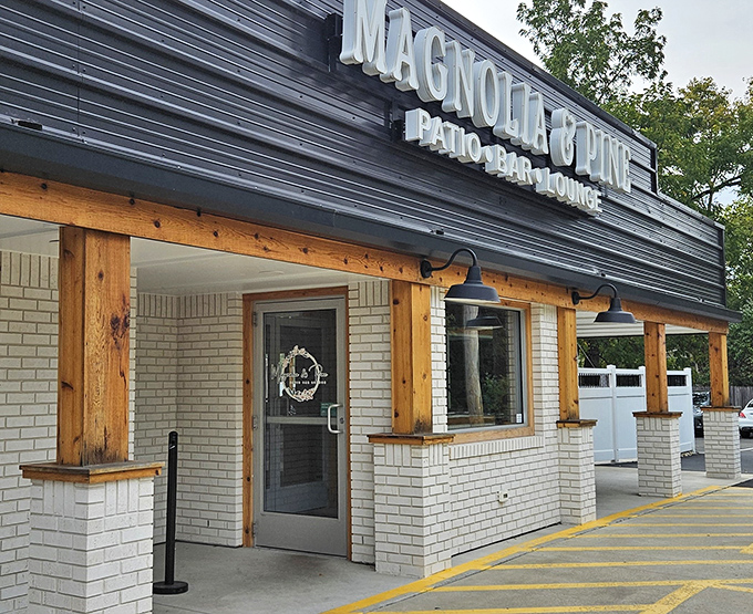 The unassuming exterior of Magnolia & Pine hides culinary treasures within, proving that the best restaurants often skip the flashy billboards.