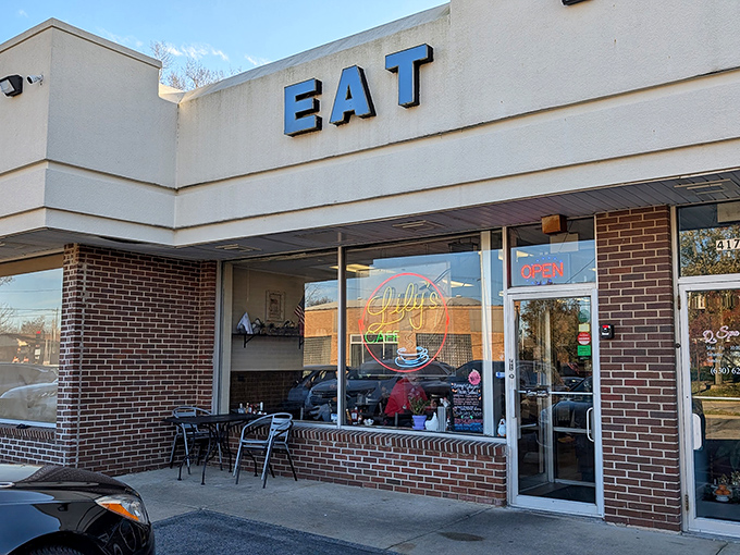 The unassuming storefront with its simple "EAT" sign delivers exactly what it promises. No fancy frills, just honest-to-goodness deliciousness waiting inside.