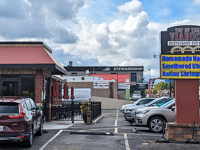 The unassuming exterior of Top of the Viaduct might not scream "food paradise," but locals know better. Culinary treasures often hide in plain sight.