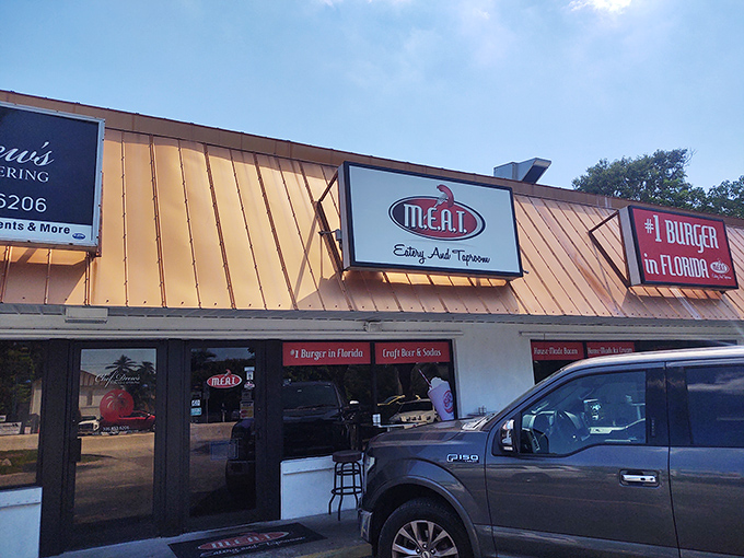 The unassuming exterior hides culinary greatness like a superhero's secret identity. That copper roof shelters burger perfection waiting to be discovered.