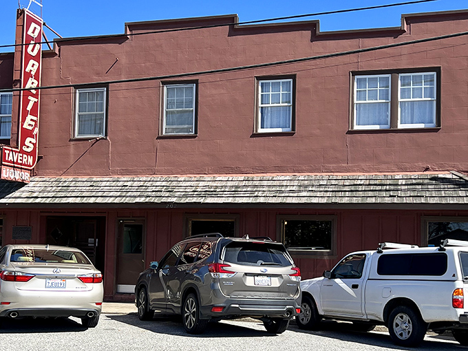 The unassuming exterior of Duarte's Tavern stands like a time capsule on Pescadero's main street, its vintage neon sign beckoning hungry travelers for generations.