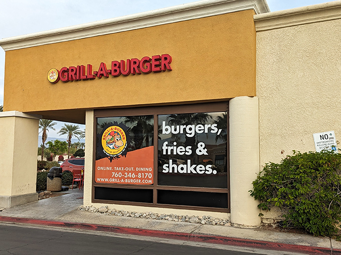 Desert gold! Grill-A-Burger's unassuming strip mall exterior hides culinary treasures within, proving once again that the best food experiences often come without fancy facades.