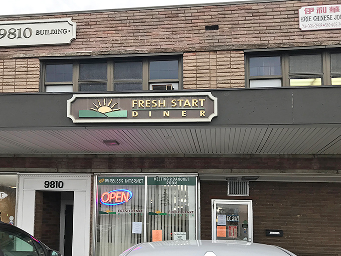 Unassuming strip mall treasure! Fresh Start Diner's modest exterior houses culinary magic that proves you should never judge a breakfast spot by its storefront.