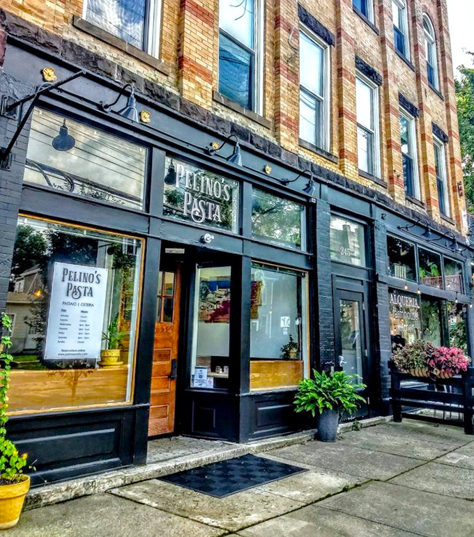 The unassuming black facade of Pelino's Pasta hides Columbus's best-kept Italian secret, like finding a Ferrari parked in your neighbor's garage.