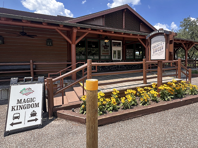 This rustic frontier outpost beckons with promises of hearty meals and genuine hospitality waiting inside.