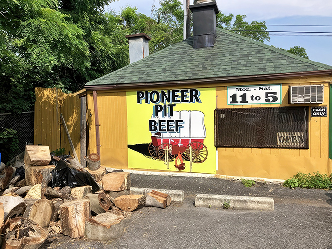 The humble yellow shack that houses Pioneer Pit Beef might not look like much, but that woodpile outside isn't decorative&mdash;it's the secret to Maryland's most magnificent meat.