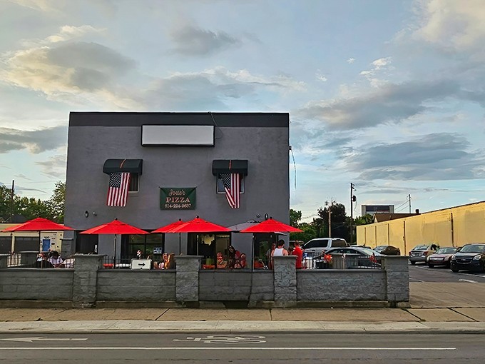 The unassuming exterior of Josie's Pizza stands like a culinary sentinel on West Broad Street, promising authentic flavors without the fancy frills.