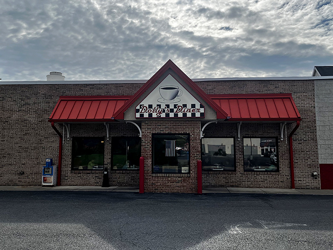 The classic brick fa&ccedil;ade and cherry-red roof of Dolly's Diner stands like a beacon of breakfast hope on East Third Street in Williamsport.