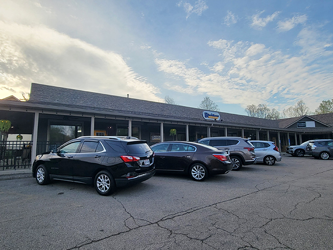 The unassuming exterior of The Blue Berry Caf&eacute; belies the culinary treasures within. Like all great breakfast spots, the packed parking lot tells the real story.