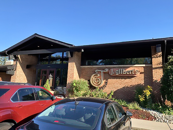 The welcoming brick facade of J. Gilbert's promises culinary adventures within, like a steakhouse version of "once upon a time."