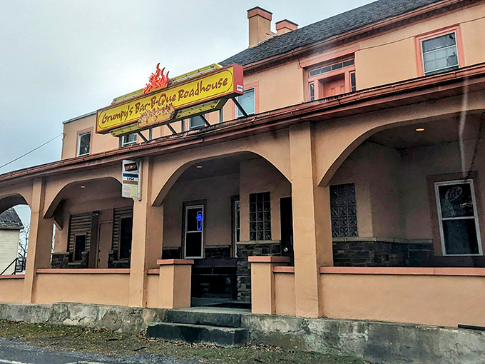 The unassuming peach-colored exterior of Grumpy's might not scream "barbecue mecca," but your nose will know better once that hickory smoke hits you.