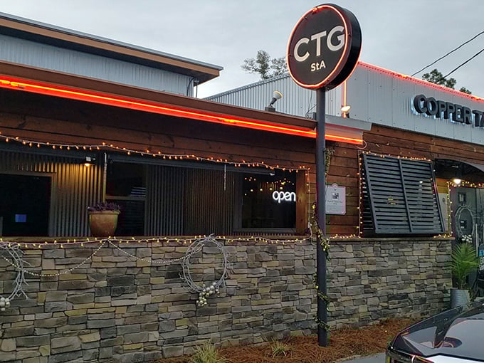 The unassuming exterior of Copper Tap Grille proves once again that Florida's best seafood treasures often hide in plain sight, no flashy neon required.