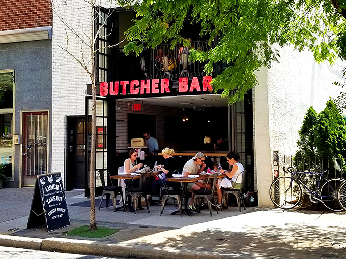 The iconic neon-red "BUTCHER BAR" sign beckons hungry Philadelphians like a carnivorous lighthouse in Rittenhouse's sea of restaurants.