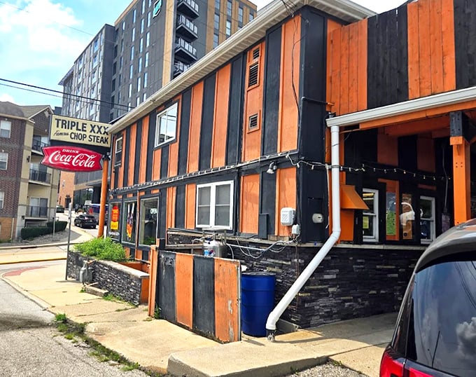 The unmistakable orange and black striped exterior of Triple XXX stands out like a beacon for hungry travelers. Purdue students have been making pilgrimages here for generations.