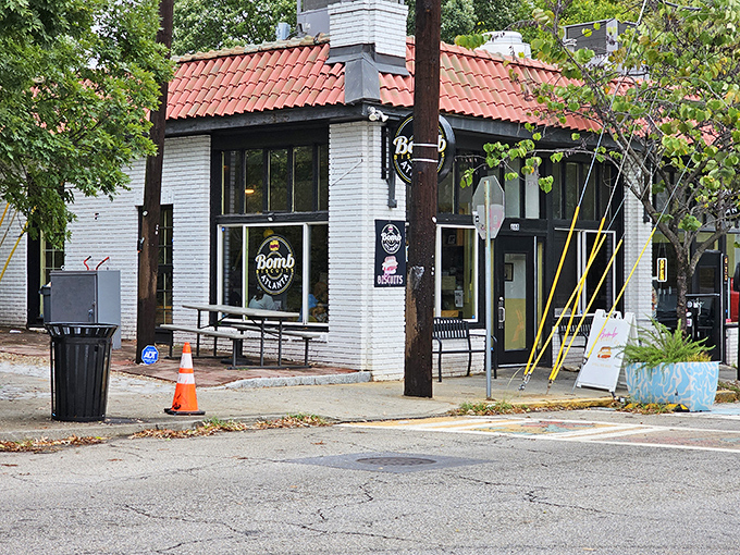The charming white brick exterior with its distinctive red-tiled roof isn't just a building—it's Atlanta's temple of biscuit worship.