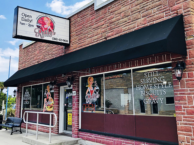 The brick exterior whispers "come in" while the sign practically shouts "breakfast is ready!"