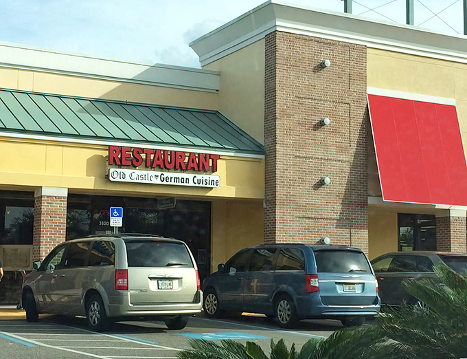 Strip mall surprise! Old Castle Restaurant's unassuming exterior hides a Bavarian wonderland within, proving you should never judge a schnitzel by its storefront.