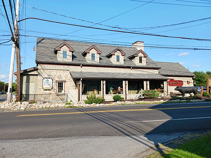 The stone facade of Buckeye Tavern stands like a delicious time capsule on Macungie's roadside, dormer windows peering out as if keeping watch for hungry travelers.