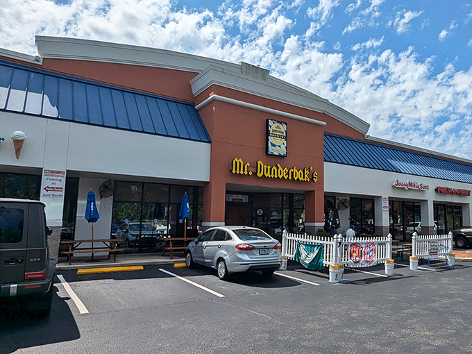 Strip mall exterior by day, Bavarian wonderland by night. Mr. Dunderbak's proves you should never judge a bratwurst by its parking lot.