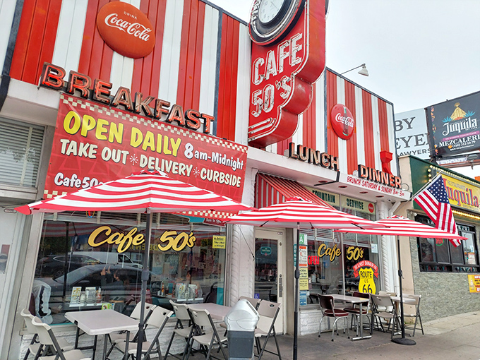 That candy-striped exterior isn't just for show &ndash; it's a beacon calling all comfort food lovers home.