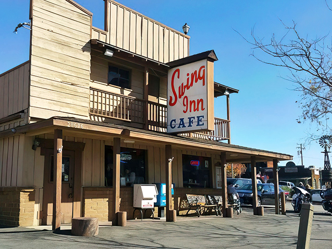 The Western-style facade of Swing Inn Cafe isn't putting on airs&mdash;it's the real deal, standing proudly in Old Town Temecula like it owns the place.