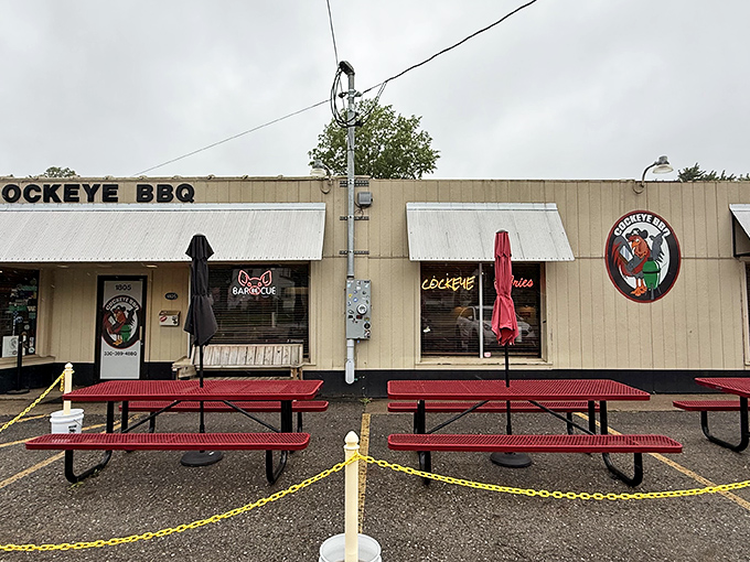 The unassuming exterior of Cockeye BBQ proves once again that in the barbecue world, the less flashy the building, the more heavenly the meat inside.