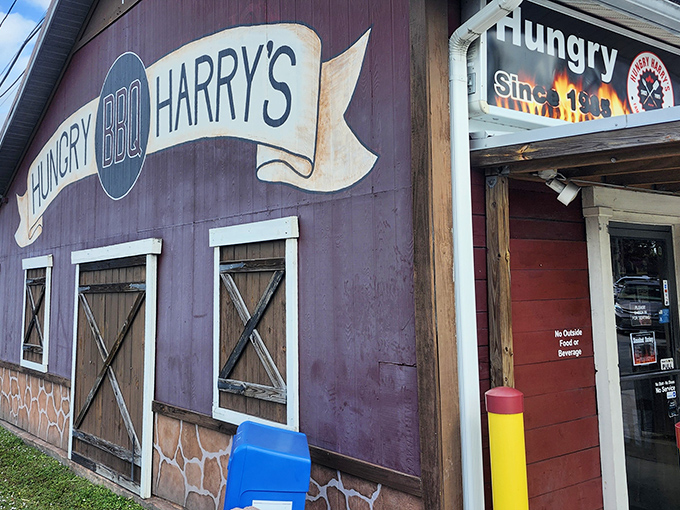 The American flag roof isn't subtle, but neither is the BBQ inside. Hungry Harry's stands like a beacon of smoke and promise in Land O' Lakes.
