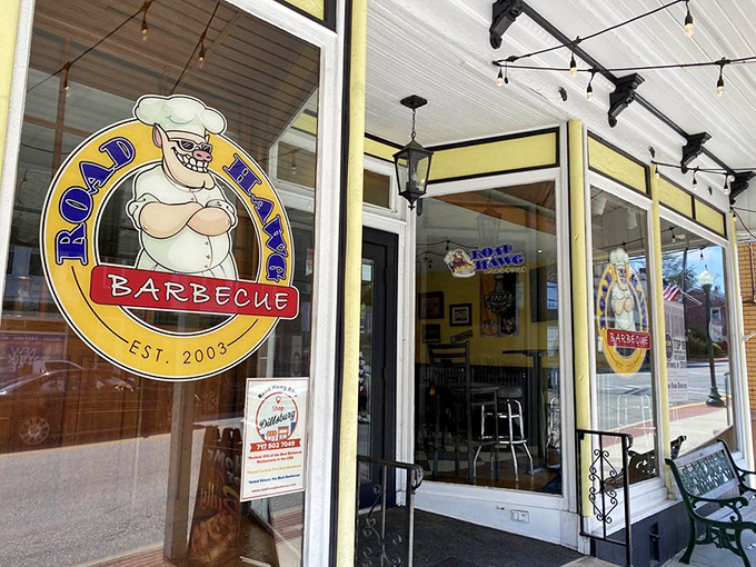 That logo says it all – when a cartoon pitmaster looks this confident, you know serious barbecue awaits inside.