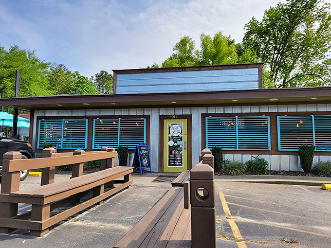 The unassuming exterior of Higher Ground Char House hides culinary treasures within, like finding a diamond in your backyard that's been there all along.