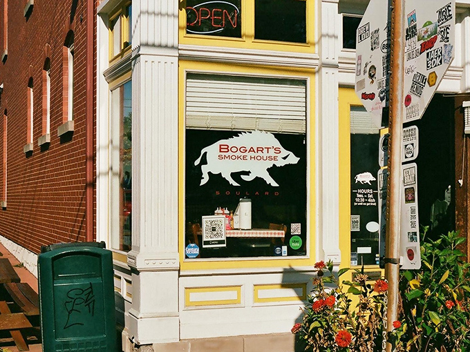 The bright yellow trim on this historic Soulard brick building isn't just cheerful&mdash;it's a beacon calling hungry pilgrims to the promised land of perfect barbecue.