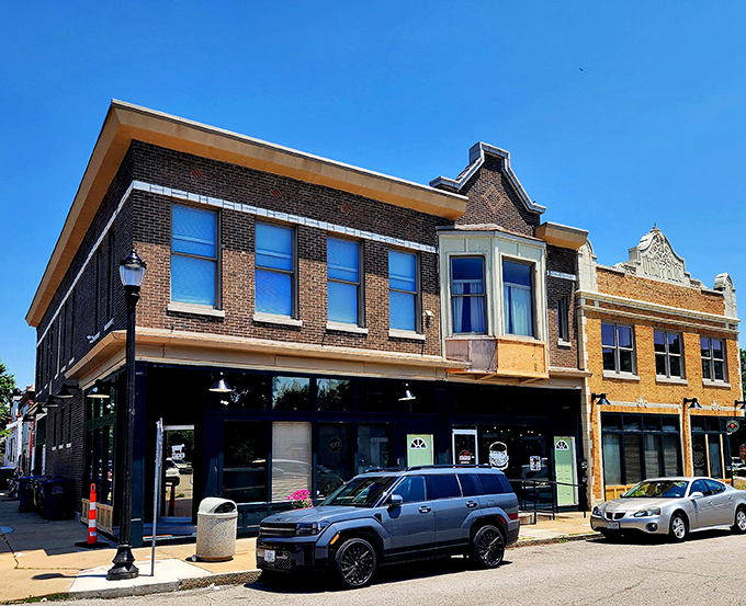 The historic brick fa&ccedil;ade of Stacked STL stands proudly against the St. Louis sky, promising burger nirvana within those unassuming walls.