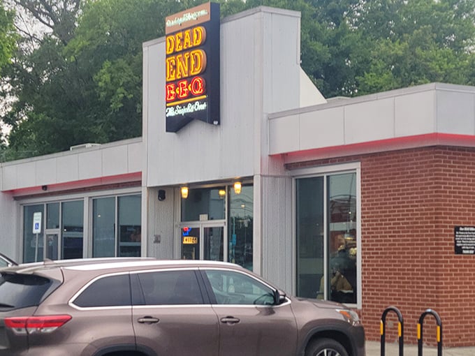 The unassuming blue exterior of Dead End BBQ in Knoxville might fool you, but locals know this is where smoke dreams come true.