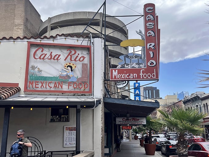 The iconic Casa Rio sign beckons like an old friend, promising authentic Mexican flavors that have stood the test of time on San Antonio's River Walk.