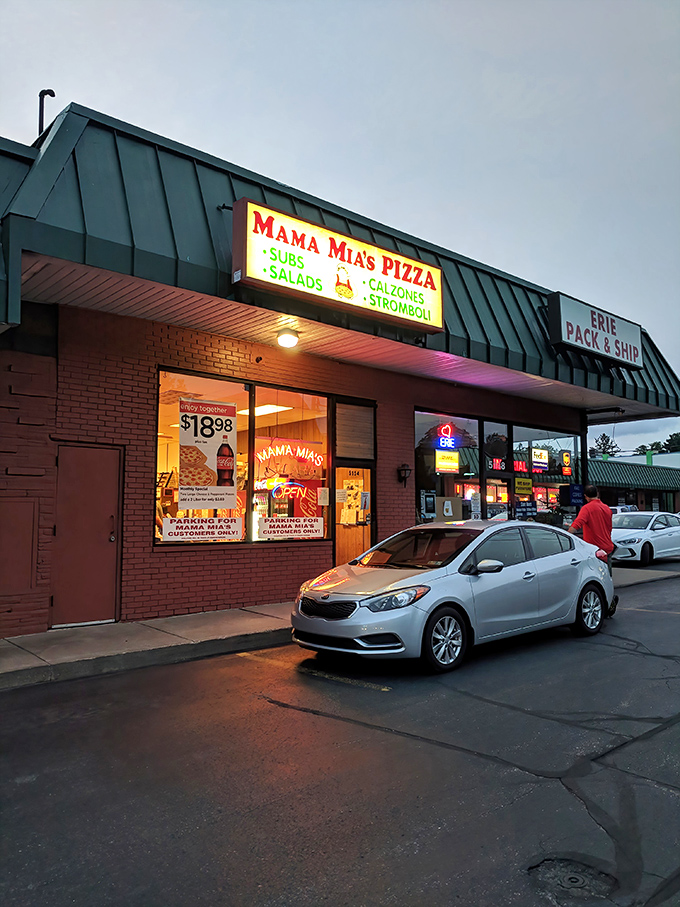 The red sign beckons like a lighthouse for the pizza-starved, promising Italian treasures that Erie locals have been keeping to themselves for too long.