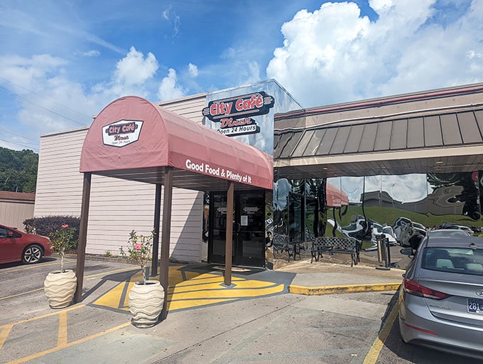 The unassuming exterior of City Cafe Diner stands like a beacon of comfort food hope along Keith Street in Cleveland, Tennessee.
