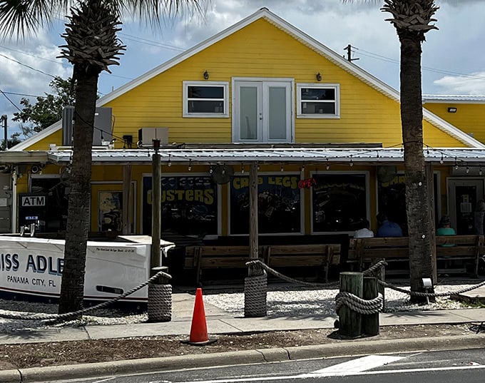 That sunshine-yellow exterior isn't just cheerful&mdash;it's a beacon for seafood lovers, promising Gulf treasures within those unassuming walls.