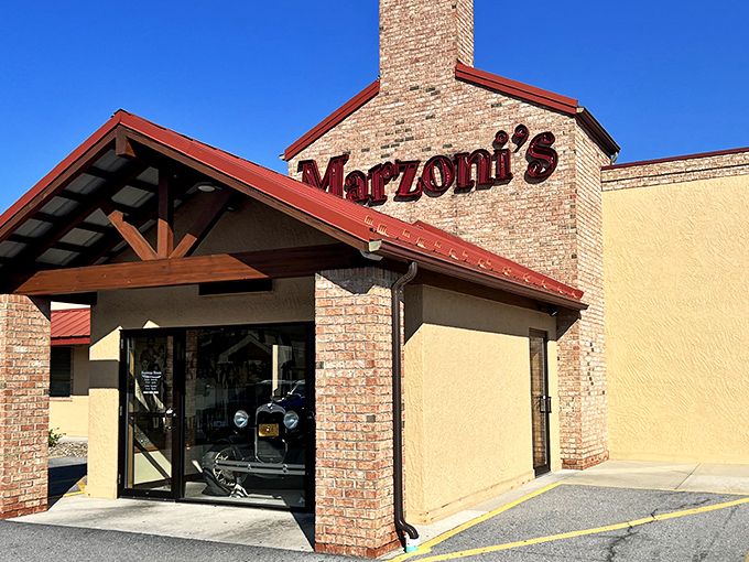 The welcoming brick facade of Marzoni's stands like a beacon for hungry travelers. This Duncansville gem promises comfort and satisfaction before you even step inside.