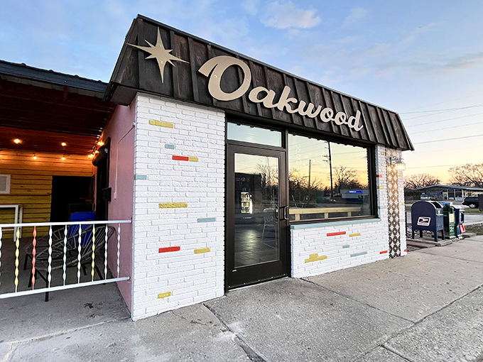 The star-adorned facade of Oakwood Proper Burgers beckons like a burger lighthouse on Traverse City's culinary shoreline. Those colorful brick accents aren't just for show&mdash;they're foreshadowing the creativity waiting inside.