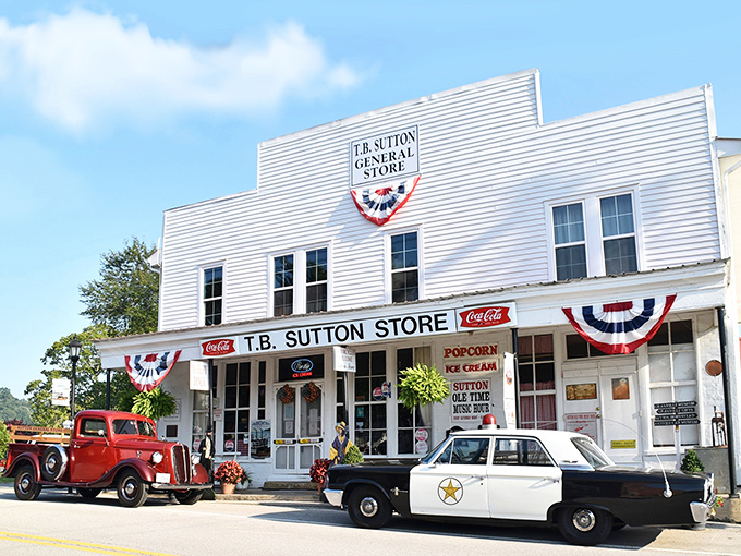 The T.B. Sutton General Store stands as a time capsule with its vintage vehicles parked out front &ndash; nostalgia you can actually touch and taste.
