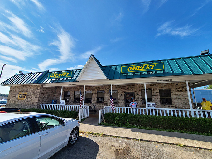 That turquoise roof isn't just eye-catching - it's a beacon calling hungry souls to breakfast paradise in Richburg.