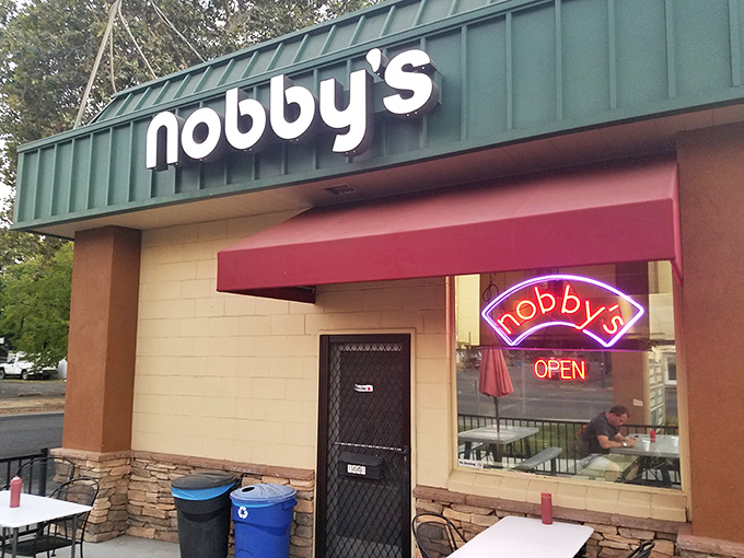 The unassuming green-roofed kingdom of burger bliss. Nobby's exterior might not scream "food destination," but locals know better than to judge this book by its cover.