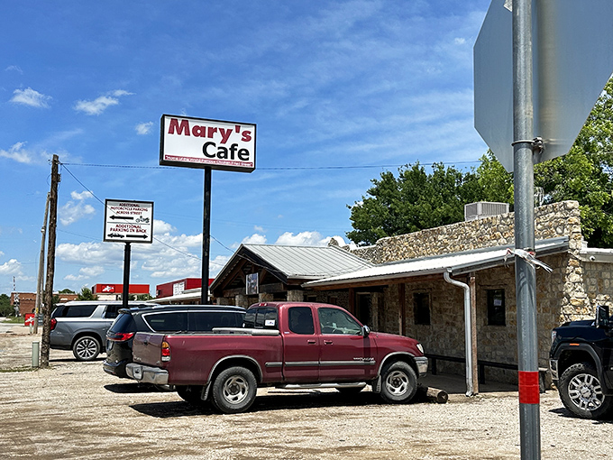 The unassuming stone exterior of Mary's Cafe in Strawn might fool you, but locals know this humble building houses Texas-sized culinary treasures. 