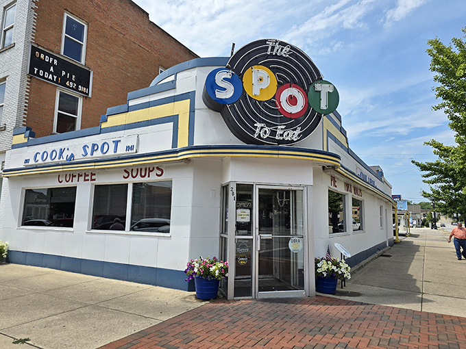 The iconic sign of The Spot Restaurant stands as a beacon of comfort food in downtown Sidney, Ohio. Classic Americana at its finest.