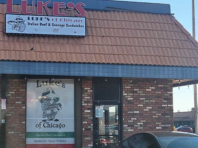 Luke's of Chicago stands like a beacon in the Phoenix day, its warm brick exterior promising Windy City comfort in the desert heat.