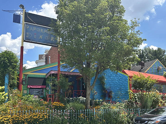 This rainbow explosion of a building makes every other diner look like it forgot to get dressed.