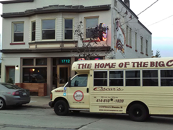 The unassuming cream city brick exterior of Oscar's Pub & Grill stands like a culinary sentinel in Milwaukee, promising burger greatness without architectural fanfare.