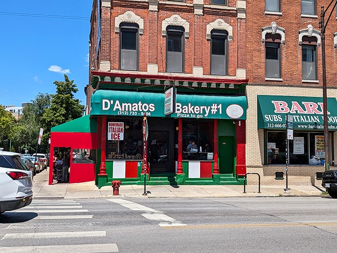 The Italian flag colors aren't subtle, but neither is the flavor explosion waiting inside this Chicago institution. D'Amato's proudly announces its heritage to the neighborhood.