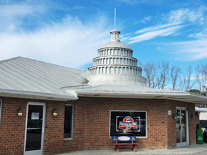 The Capitol dome of barbecue! Skylight Inn's iconic silver crown announces to the world that pork perfection lives here in Ayden.