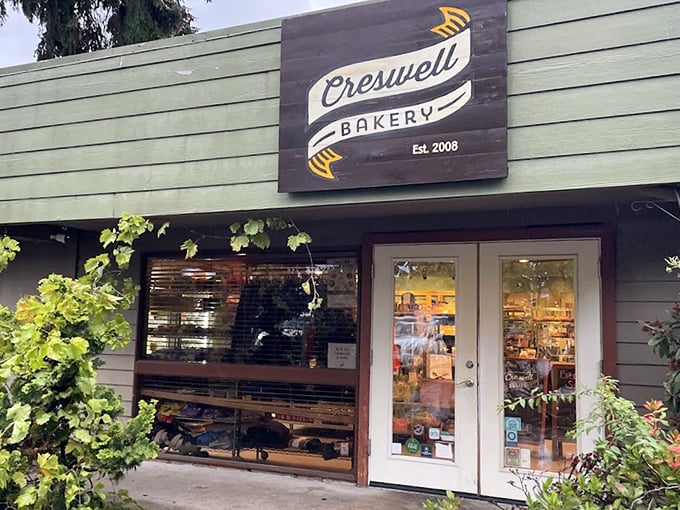 The unassuming green exterior of Creswell Bakery proves once again that culinary treasures often hide in plain sight, waiting for curious food adventurers.