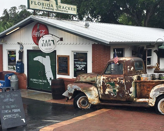 The vintage pickup truck outside Florida Cracker Kitchen isn't just decoration&mdash;it's a time machine to Old Florida, complete with authentic rust and character.